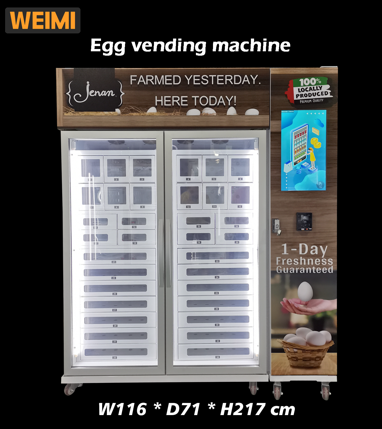 OEM ODM cooling locker to sell fresh egg vending machine